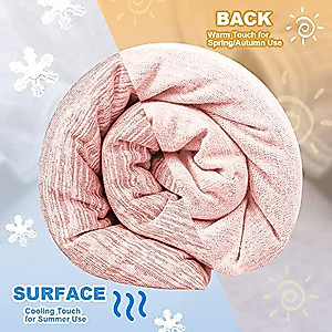 Cooling Weighted Blanket 59 X 79in Queen Sized Blanket, Japanese Q-Max 0.4 Technology Mica Nylon with Cooling Fibers Material Blanket for Adults, Children, Babies. Keep Cooling in Summer Night-Pink
