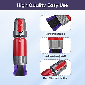 SONGRUI Traceless Scratch-free Dusting Brush Compatible with Dyson V7 V8 V10 V11 V12 V15 and Gen 5 Vacuum Cleaners, Handy Self-cleaning Soft Bristles Great for Car Interior, Baseboards and Corners