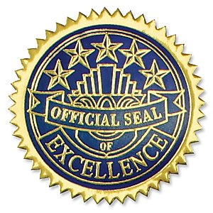 PaperDirect Deluxe Embossed Excellence Gold and Blue Foil Certificate Seals, 2 Inch, Self Adhesive, 100 Count, Embossed Seals for Certificates, Achievement Award Stickers for School, Work, Diploma