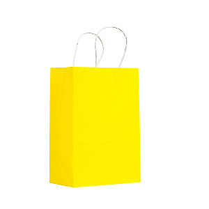 ysmile 24 ct Gift Kraft Paper Bag with Handle for Birthday Party Favor for Present in Bulk 8.2x5.9x3.1 from Yellow