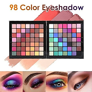 177 Color Hotrose Full Pink Eyeshadow Palette Blush Lip Gloss Concealer Kit Beauty Makeup Set,All-in-One Makeup Kit with Mirror, Applicators