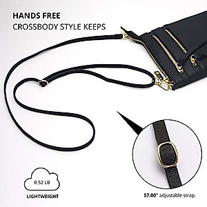 Bveyzi Women's Small Crossbody Purse Multi-Pocket Lightweight Crossover Travel Bag Over The Shoulder with Extra Long Strap (Black)