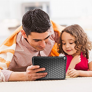 Fintie Case for iPad 6th / 5th Generation (2018/2017), iPad Air 2 / Air 1 (9.7 Inch) - [Honey Comb Series] Lightweight Anti-Slip Kids Friendly Shockproof Silicone Cover, Black
