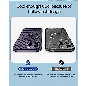 Yesunktt for iPhone 14 Pro Max for MagSafe Magnetic Car Ring Trolley Invisible Holder Phone Case, Logo Window Strip Mesh Air Cooling Phone Case,Black