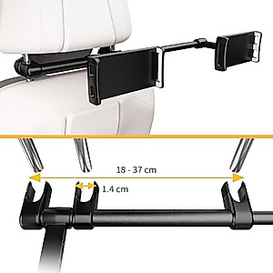 Holulo Headrest Tablet Holder with Dual Adjustable Positions,360° Rotation headrest Tablet Holder, Universal ipad Holder for car Backseat for 4" to 11" iPad/Tablet/Smartphone/Switch(2 Positions)