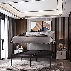 Homdock Cal King Size Bed Frame-16 Inch Metal Platform Mattress Foundation/Sturdy Strong Steel Structure 3500 lbs Heavy Duty/Noise Free/None Slip/No Box Spring Needed/Black Finish