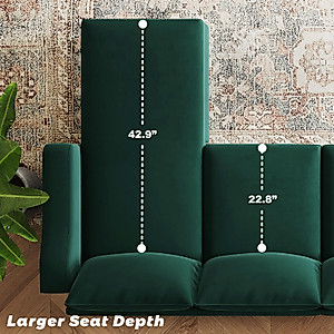 Belffin Velvet Convertible Sectional Sofa L Shaped Couch Reversible Sectional Sofa with Chaise Velvet 4 Seat Sectional Sofa (Green)…