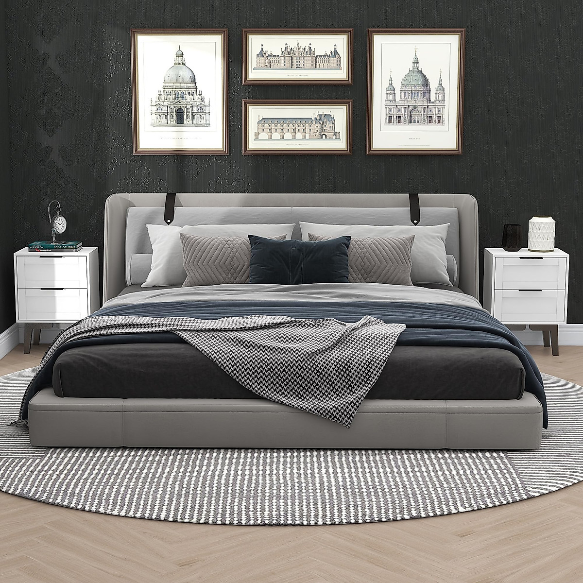 TaoHFE Modern White Nightstand Set 2 with Drawer Mid Century 22 Inch Bed Side Table Bedroom White Night Stand Set of 2 Bedside Table Set 2 White 2 Drawer Nightstand Table for Bed Room(2, White)