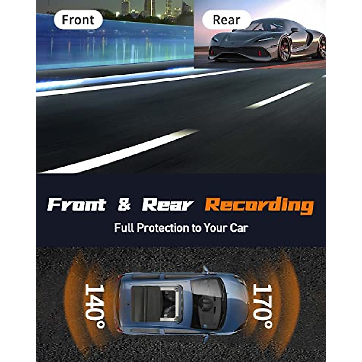 V6D Dash Cam Front and Rear,4K+1080P Dual Dash Camera for Cars,Built-in WiFi GPS Car Camera,3.18-inch Display Dashcam,170° Wide Angle Dashboard Camera Recorder, Night Vision, Parking Monitor