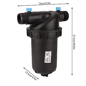 G1-1/4 Male Thread Disc Filter 120 Mesh for Gardening Agriculture Filter Drip Irrigation Pump（Black）