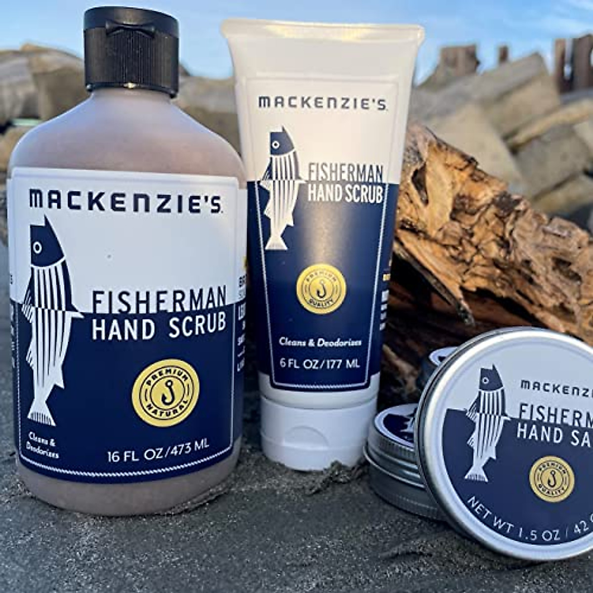 MacKenzie's Fisherman Hand Scrub - 16 Oz - Cleansing & Deodorizing Hand Cleaner - Gifts for Fisherman, Cooks & Gardeners