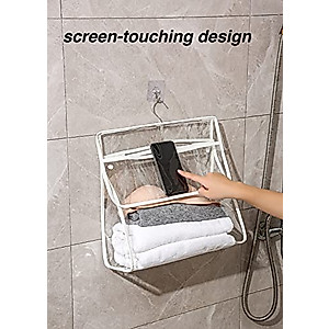 Hiroyuki with Metal Hook And Sticky Hook Shower Touch Screen Design Caddy Basket for College Dorm Room Essentials, Hanging Portable Tote Bag Toiletry for Bathroom Accessories(black)
