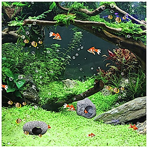 WishLotus Aquarium Cave Decoration, Ceramic Double Hole Betta House Hidden Tunnel Fish Tank Decoration Accessories for Shrimp Cichlid Natural Breeding and Betta Hiding (B)