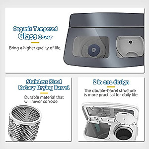 Greenvelly Portable Washing Machine Washer, 21 Lbs Small Mini Twin Tub Washer and Dryer Combo, Compact Laundry Clothes Washer, Semi-Automatic Wash and Spin Cycle for Apartment RV Dorm Camping (Grey）