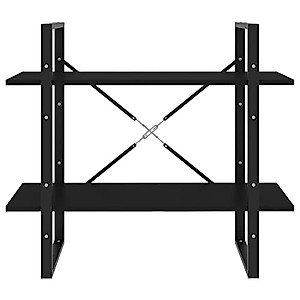 SLGSDMJ Industrial Style Open Office Bookshelf, Ladder Bookshelf, Shelving Unit, Closet Organizer, Multipurpose Storage Cabinet,2-Tier Book Cabinet Black 31.5"x11.8"x27.6" Chipboard