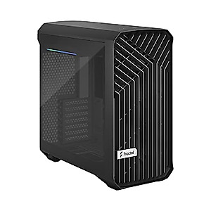 Fractal Design Torrent Compact Black - Dark Tint Tempered Glass Side Panels - Open Grille for Maximum air Intake - Two 180mm PWM Fans Included - Type C - ATX Airflow Mid Tower PC Gaming Case