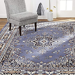 Home Dynamix Premium Sakarya Traditional Medallion Border Area Rug, Country Blue, 5'2"x7'4" Rectangle