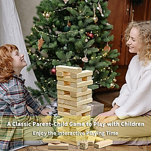 GOROCK Giant Tumble Tower, Indoor Outdoor Games for Kids Adults Family,57 PCS Stacking Games with Scoreboard | Dice | Carrying Bag, Classic Family Games for Halloween Christmas Festival (Over 4.2 FT)