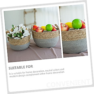 TOYANDONA 2pcs Straw Storage Basket Woven Plant Pot Blanket Basket Rattan Planter Planter Seagrass Plant Basket Round Key Bowl Straw Plant Basket Baskets Snack Child Storage Rack