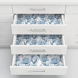 Heroad Brand Boho Floral Peel and Stick Wallpaper Blue and White Flowers Contact Paper for Cabinets Waterproof Contact Paper Removable Self Adhesive Drawer Liner Decoration Paper for Walls 17.3"x78.7"