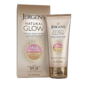 Jergens Natural Glow Face Moisturizer with SPF 20 Sunscreen, Fair to Medium Skin, Oil Free, UVA/UVB Protection - 2 oz