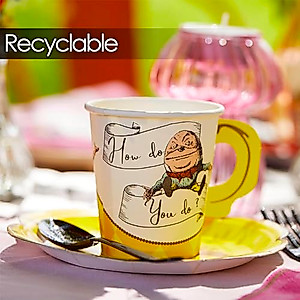 Talking Tables | 12 x Alice in Wonderland Cup and Saucer Set, Onderland 1st First Birthday Party Supplies | Mad Hatter Afternoon Tea Party Decorations For Kids Baby Shower, Weddings