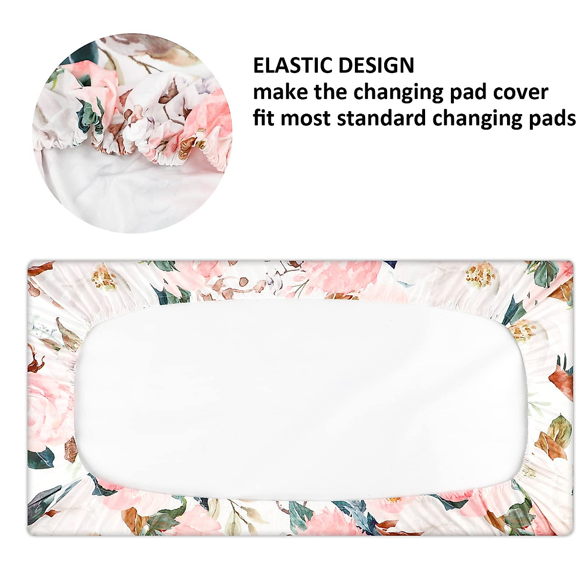 Changing Pad Cover & Baby Blanket, Pink Flower