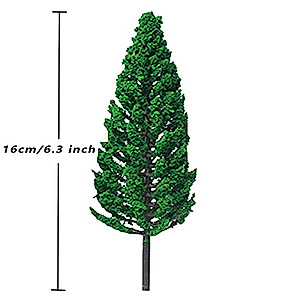 Mantouxixi 10Pcs Model Pine Cedar Trees 1:25 Green Architecture Tree for O G Scale Railway DIY Scenery Landscape Layout Natural Green 16cm/6.3inch