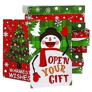 STEFORD Christmas Gift Boxes with Lids,12 PCS Assorted Christmas Shirt Boxes Xmas Gift Wrapping Boxes for Christmas,New Year,Winter Holiday-14.7"x9.5"x2"