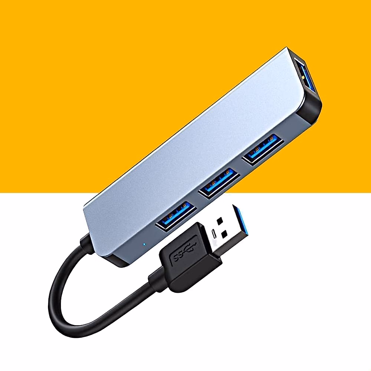 USB Hub, HILZO 4 Port Multiple USB Hub, USB 3.0, USB 2.0 Hub, Slim Portable USB Splitter, Office Accessories, Compatible with Surface, XPS, Dell, HP, Laptop, Desktop, PC, MacBook Pro Air, iMac, More