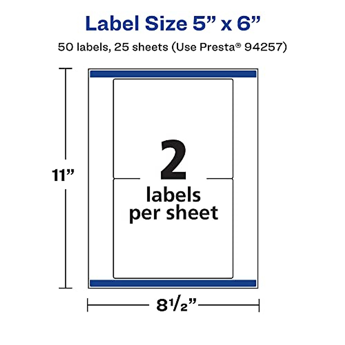Avery Durable Waterproof Rectangle Labels with Sure Feed, 5" x 6", 50 Oil and Tear-Resistant Waterproof Labels, Laser/Pigment-Based Inkjet Printable Labels