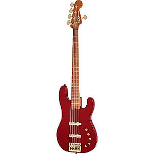 Charvel Pro-Mod San Dimas Bass Guitar JJ V, Caramelized Maple Fingerboard (Candy Apple Red)