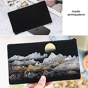 PIANKEKE 12 Pcs Blank Canvas Makeup Bags, Canvas Pencil Case Bags, Cosmetic Bags with Zipper, Canvas Travel Zipper Pencil Case Pouches, DIY Craft Gift Bags,Toiletry Bags for Women Girls - Black