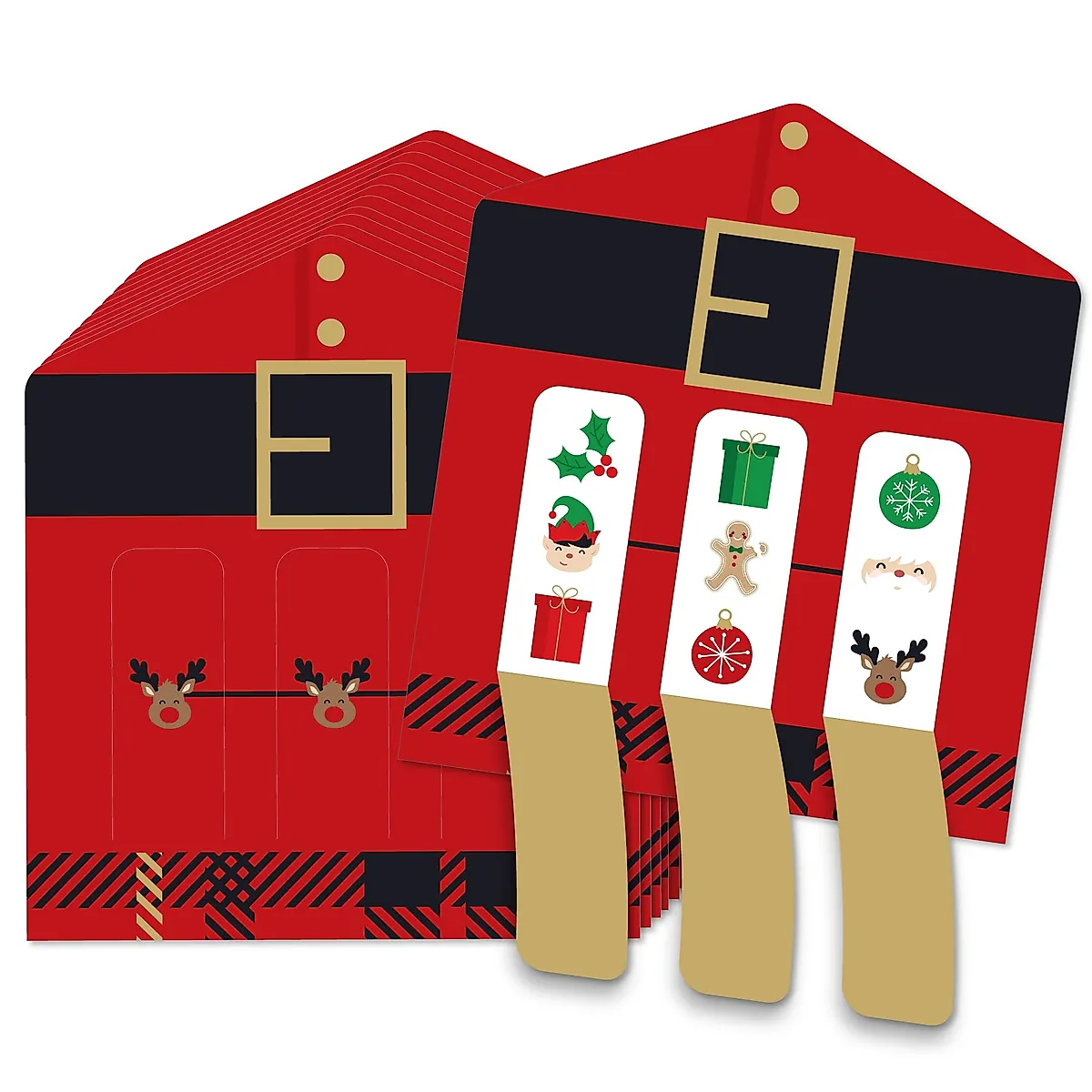 Big Dot of Happiness Jolly Santa Claus - Christmas Party Game Pickle Cards - Pull Tabs 3-in-a-Row - Set of 12