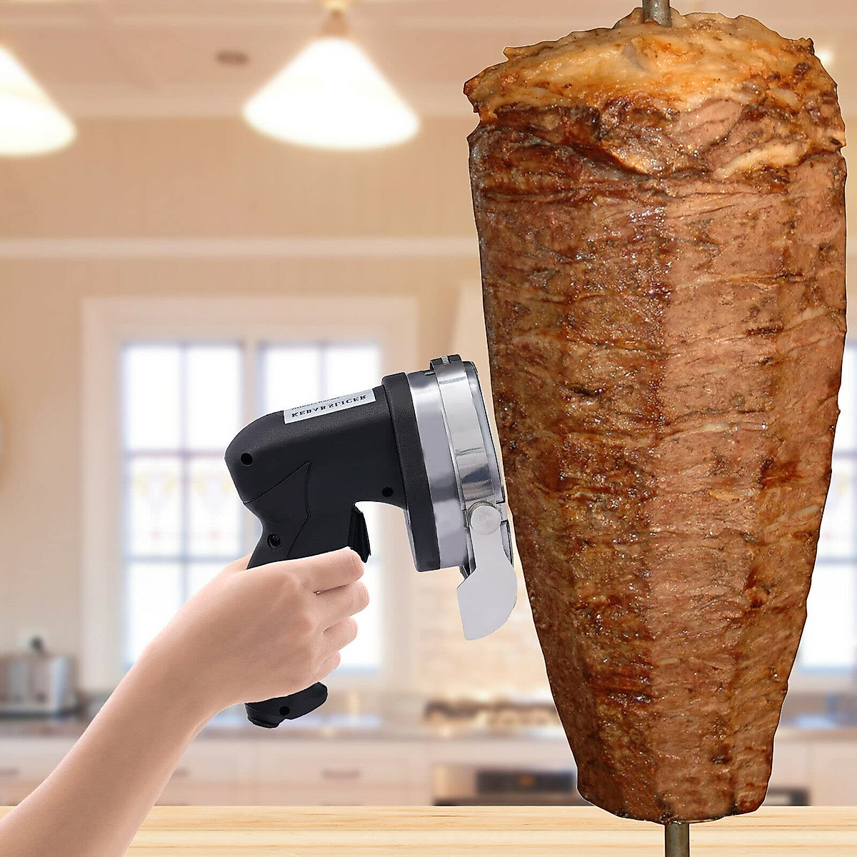 BJTDLLX Electric Shawarma Doner Kebab Knife, Professional Electric Shawarma Cutter Slicer Cutlery Gyro Doner Kebab Hand Held for Cutting Turkish Kebab Lamb Turkey, 1-8mm Cutting thickness