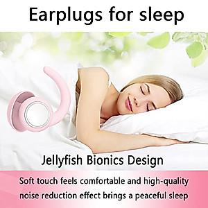 Noise Cancelling Earplugs for Sleep, Reusable Ear Plugs for Sleeping Snoring, Concerts, Swimming, Ear Plugs for Noise Reduction, Silicone Earplugs Sound Blocking Sleeping (Pink)