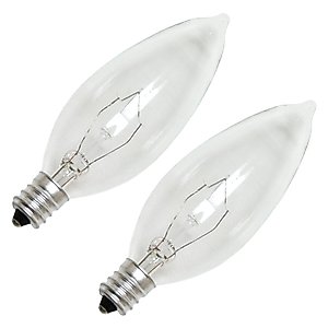 OSRAM SYLVANIA Incandescent Decorative Lamp, B10, 25W, 120V, Candelabra, Clear, 2 Per Box-2489092
