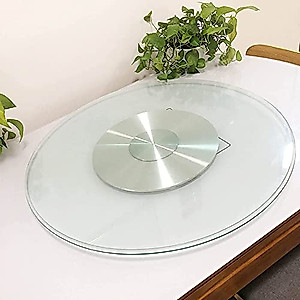 Lazy Susan Turntable, Tempered Glass Round Rotating Tray For Kitchen Dining Table, With Aluminum Alloy Base, Smoothly Spins (Color : Transparent, Size : 60cm)