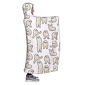 Hooded Blanket Fun Soft Eggdog Comfortable Throw Blankets for Four Seasons Anti-Pilling Flannel Wearable Blanket Suitable for Sofa Blankets for Adults and Children, Bed Blankets 50" X40