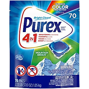 Purex 4-in-1 Laundry Detergent Pacs, Mountain Breeze, 70 Count