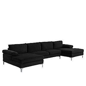 Casa AndreaMilano Modern Large Velvet Fabric U-Shape Sectional Sofa, Double Extra Wide Chaise Lounge Couch