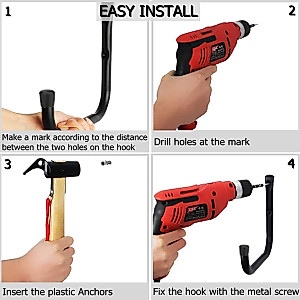 Naikozmo Garage Storage Ladders Hooks, 6 Pack Heavy Duty Utility Hanger, 9.8IN Wall Mount Rack Safely Holds 50 Pounds