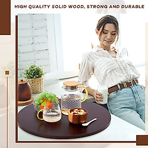 2 Pcs 21 Inch Lazy Susan Organizer Pine Wood Lazy Susan for Table Round Large Lazy Susan Turntable Rotating Dining Room Turntable Spinning Table Tray for Kitchen Cabinet Countertop Storage, Dark Brown