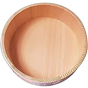 TIKUSAN Wooden Hangiri Sushi Rice Mixing Tub Copper Band Made in Japan Made of Sawara Cypress Sushi Rice Bowl Sushi Oke (10.6" (27cm))