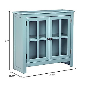 Signature Design by Ashley Nalinwood Modern Accent Cabinet with Lattice Doors, Teal Blue