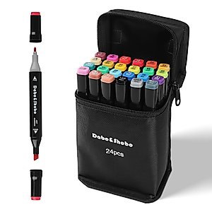 Dabo&Shobo 24 Colors Alcohol Markers, Drawing Markers, Dual Tip Art Markers, Coloring Marker For Adult Sketching And Coloring