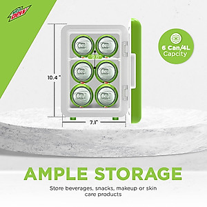 CURTIS MIS151MD Mountain Dew Retro, Mini Portable Compact Personal Fridge Cooler, 4 Liter Capacity Chills Six 12 oz Cans, 100% Freon-Free & Eco Friendly, 6, White/Green