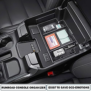 RUNROAD Center Console Organizer Compatible with 2023 Chevy Silverado 1500 /GMC Sierra 1500 & 2024 Silverado/Sierra 1500/2500HD/3500HD Accessories Insert Armrest Tray, Full Console w/Bucket Seats ONLY