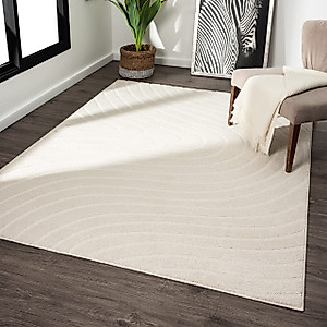 LUXE WEAVERS Modern Geometric Wave Cream 5x7 Area Rug