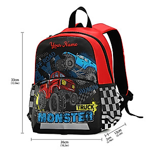 beeplus Personalized Monster Truck Backpack Kids Backpack for Boys Truck Backpack For Toddler Boys 13 Inchs